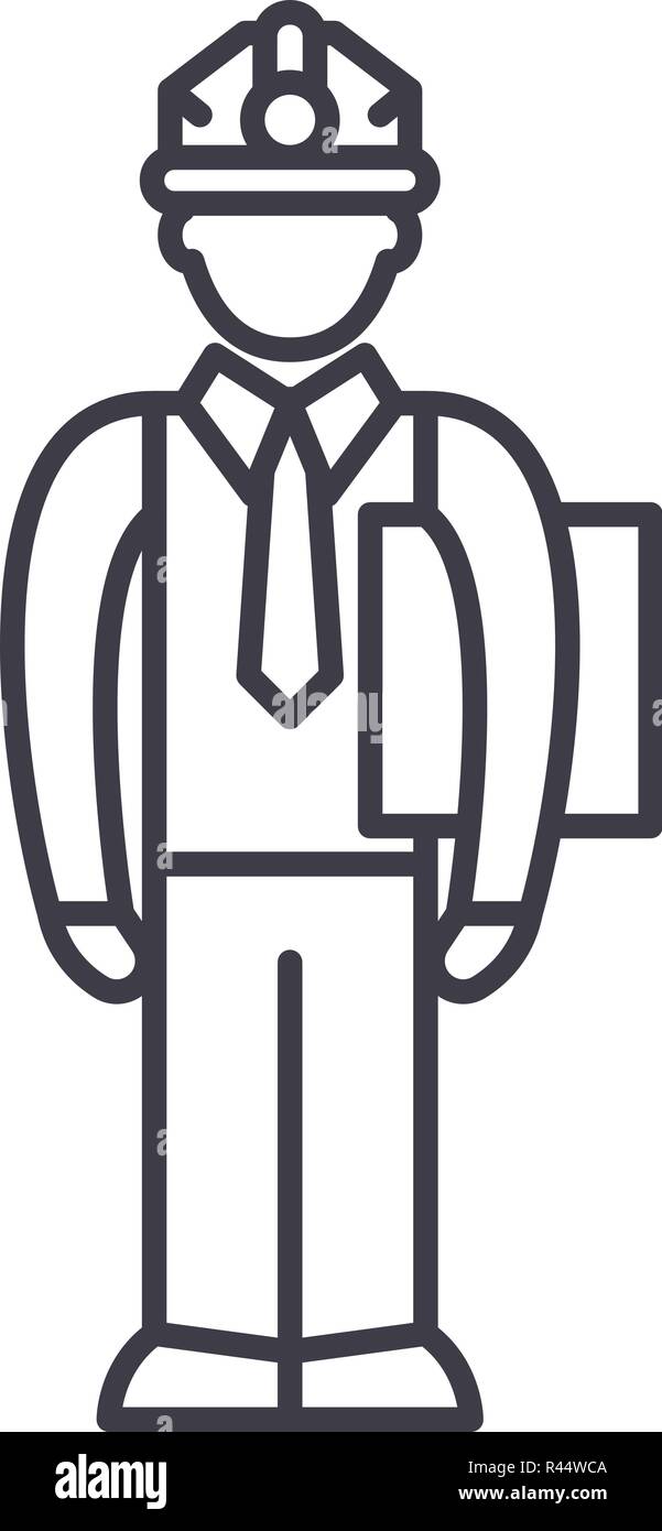 Production manager line icon concept. Production manager vector linear ...