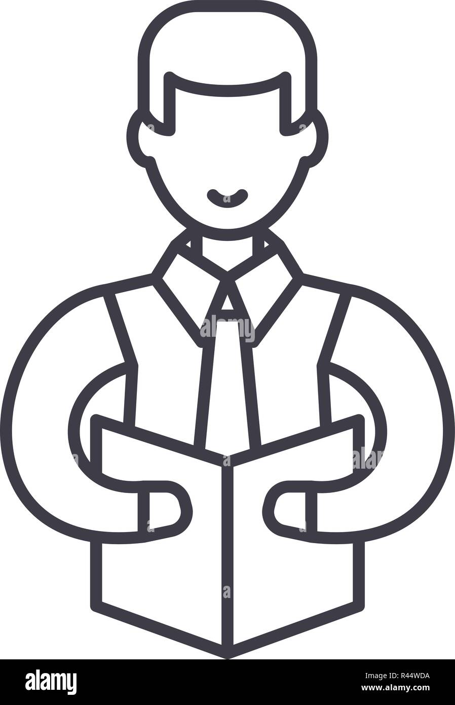 Professor line icon concept. Professor vector linear illustration ...