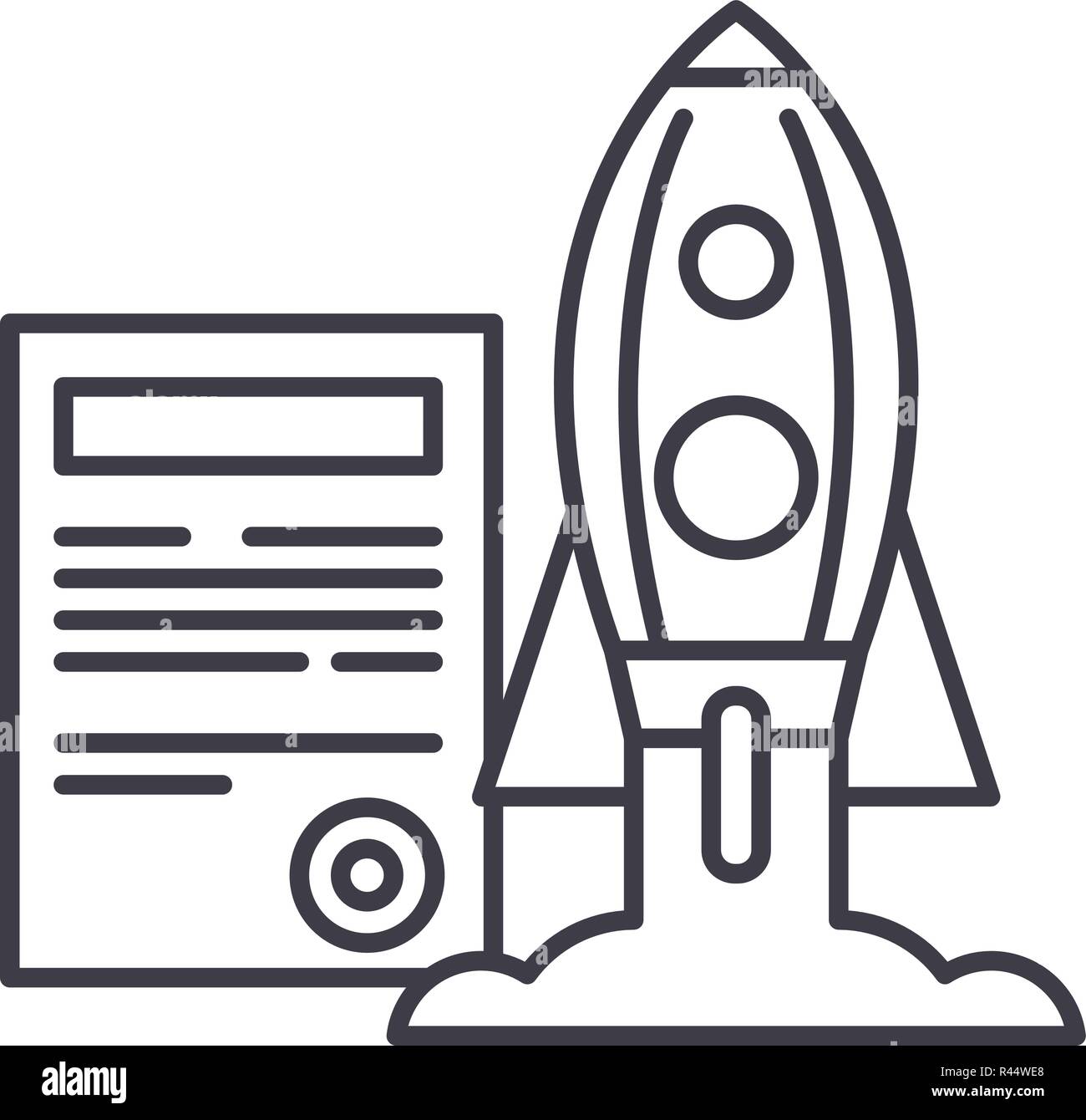Project launch line icon concept. Project launch vector linear ...