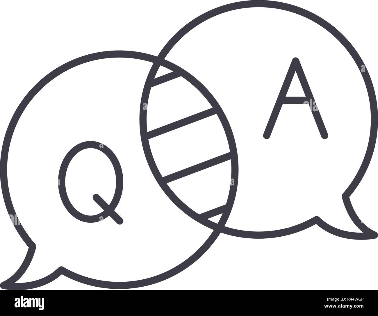 Questions and answers line icon concept. Questions and answers vector ...