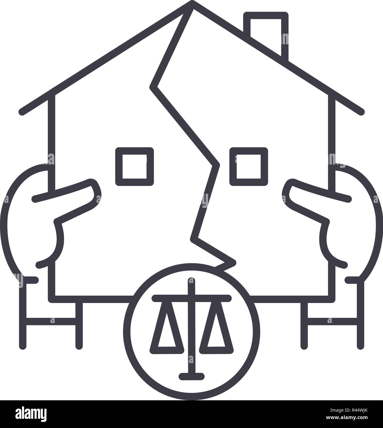 Real estate law line icon concept. Real estate law vector linear ...