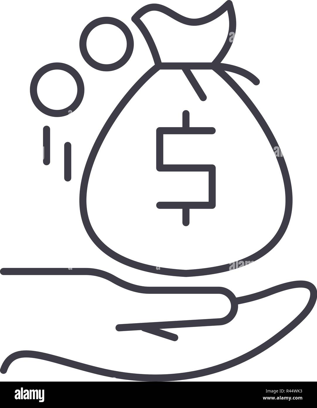Receiving the money line icon concept. Receiving the money vector ...