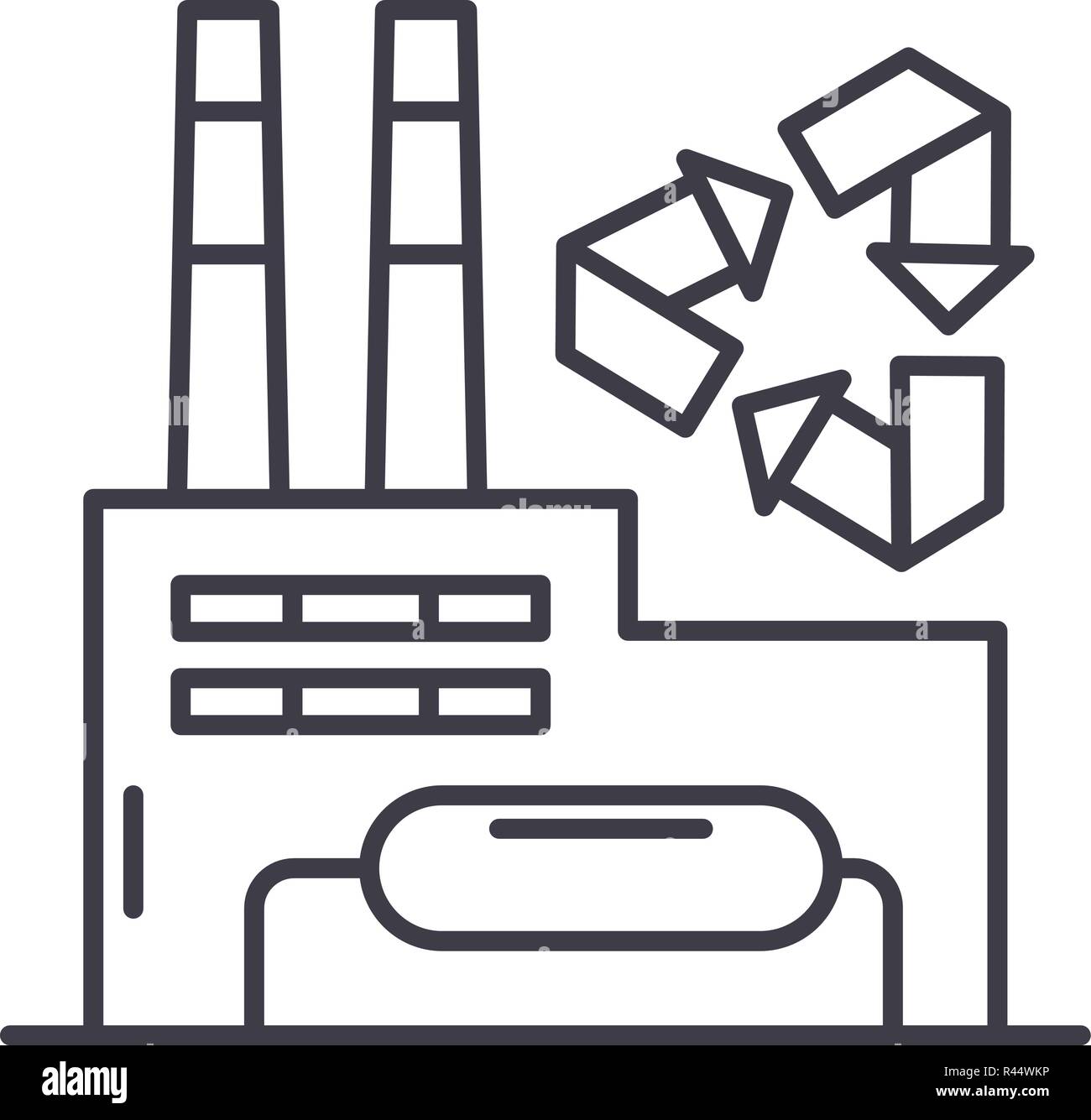 Recycling plant line icon concept. Recycling plant vector linear ...