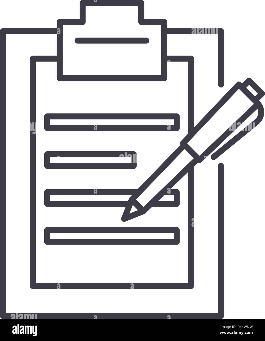 Report writing line icon concept. Report writing vector linear ...