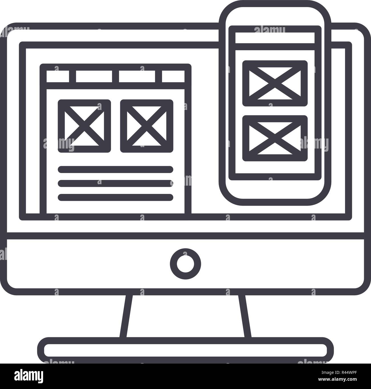 Responsive app design line icon concept. Responsive app design vector ...