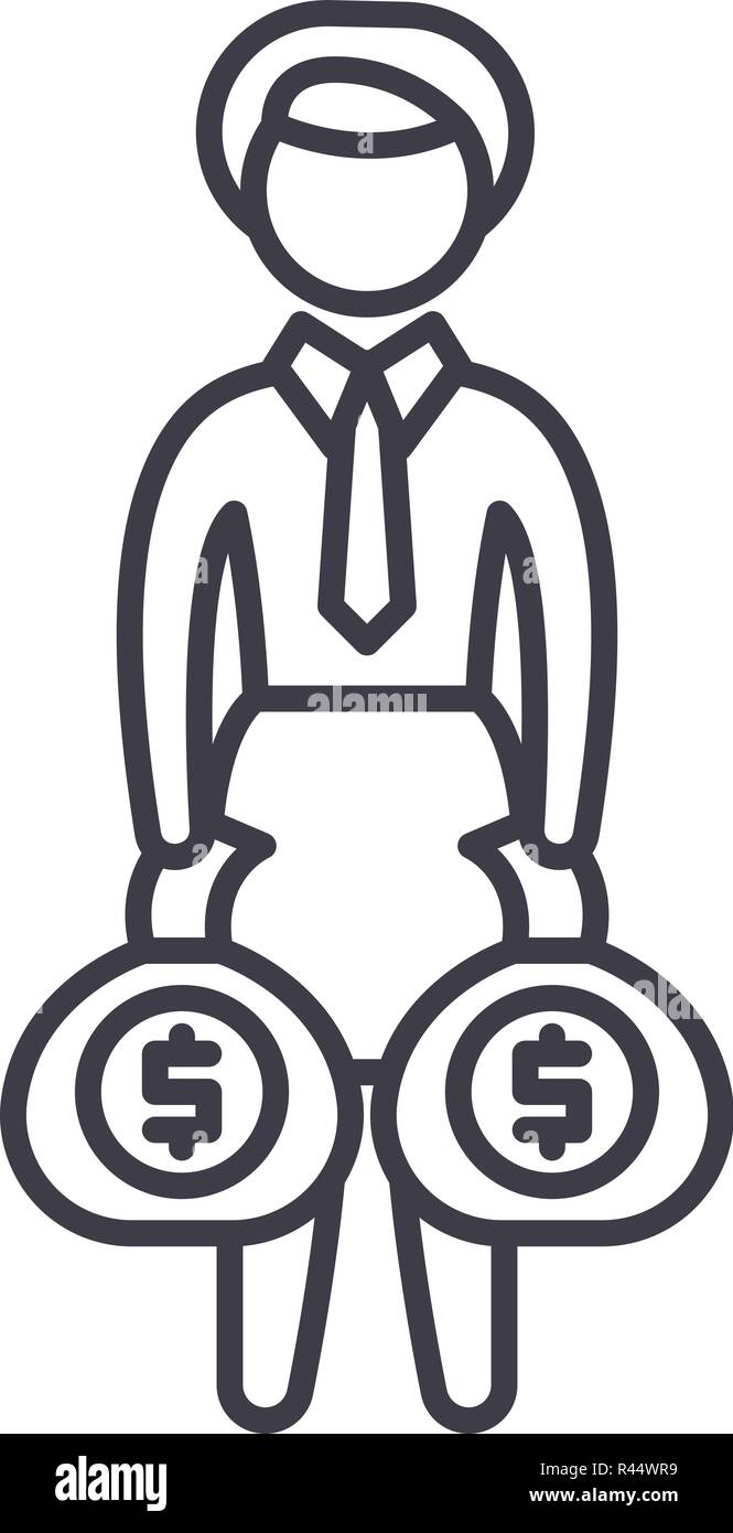 Rich business woman line icon concept. Rich business woman vector ...