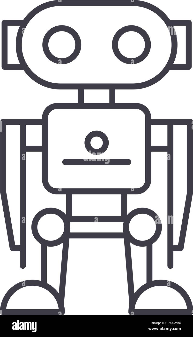 Robot line icon concept. Robot vector linear illustration, symbol, sign ...