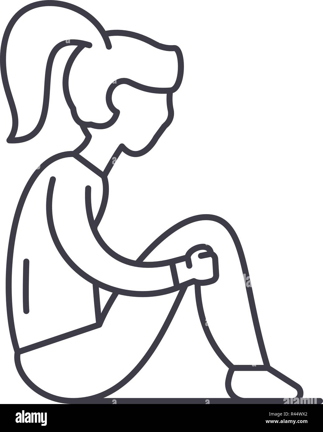 Sadness line icon concept. Sadness vector linear illustration, symbol ...