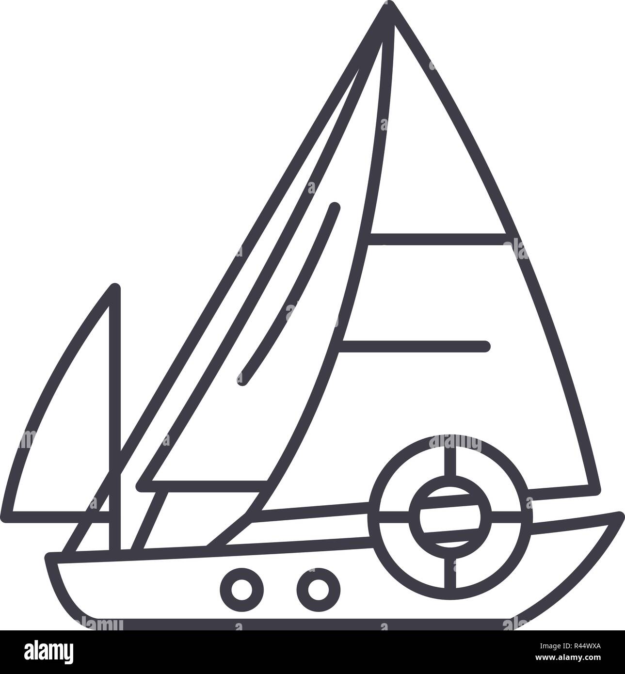 Sailboat line icon concept. Sailboat vector linear illustration, symbol ...