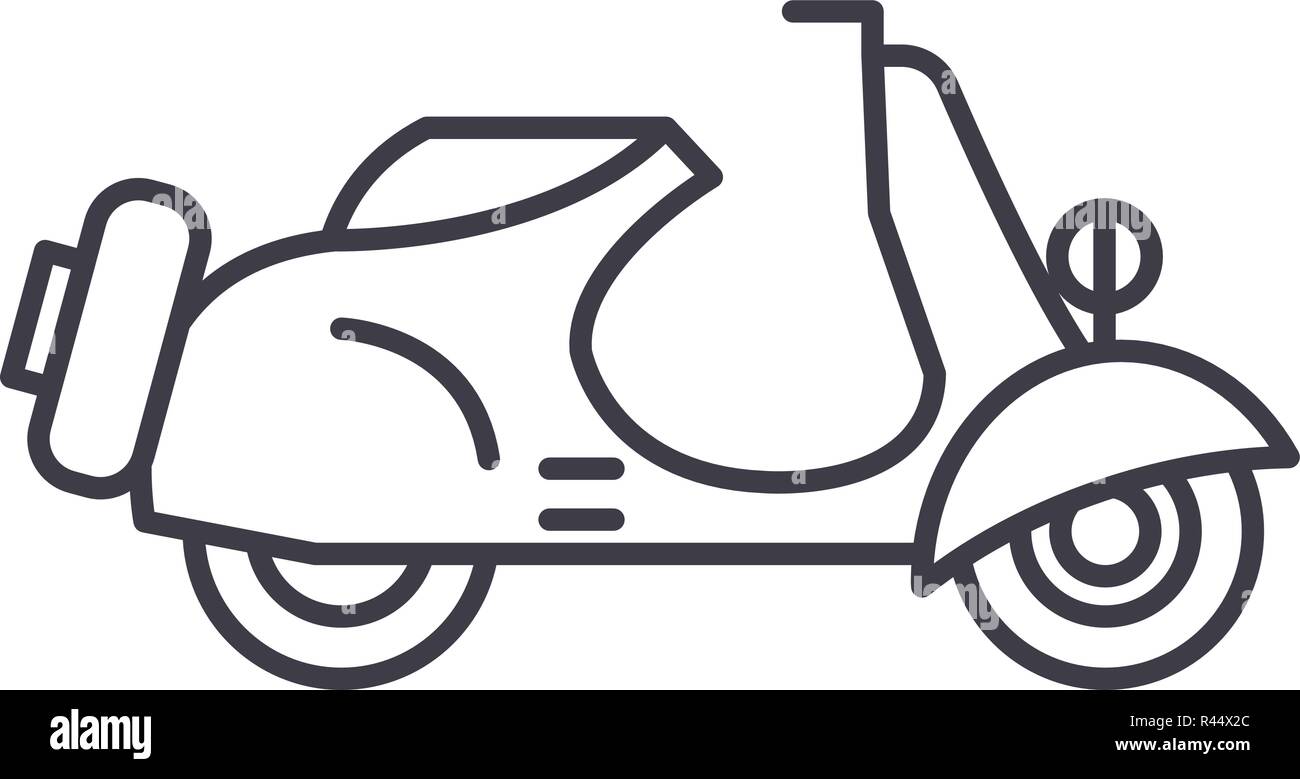 Scooter line icon concept. Scooter vector linear illustration, symbol ...