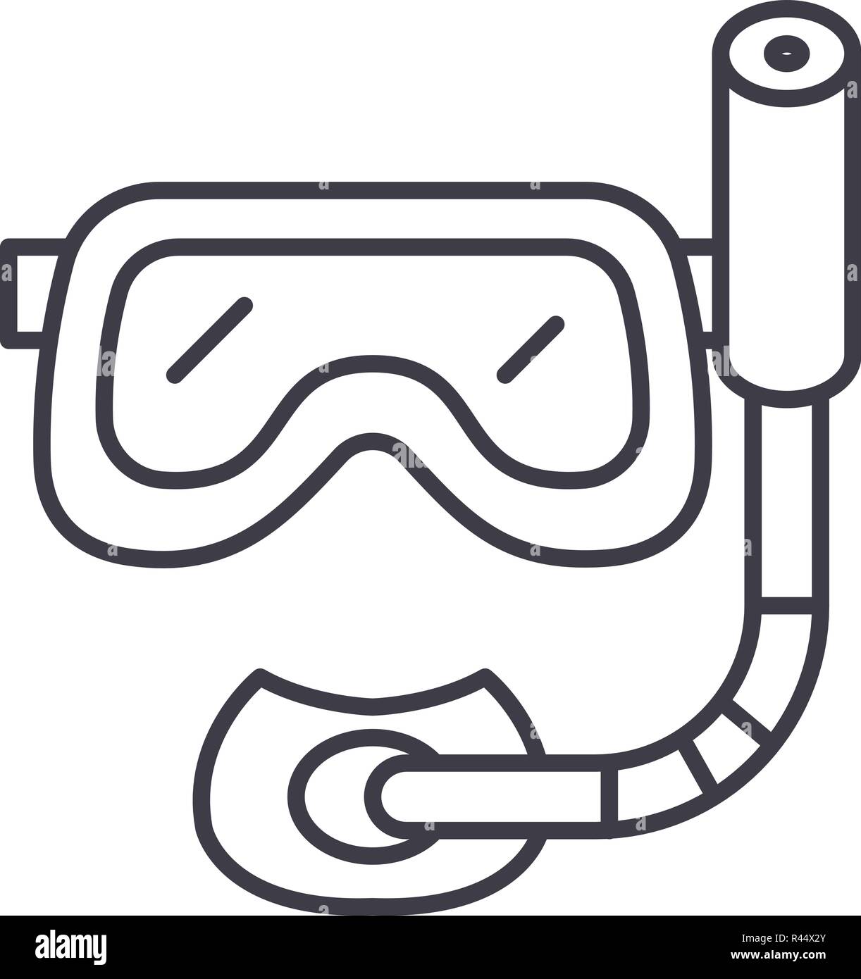 Scuba diving mask line icon concept. Scuba diving mask vector linear ...
