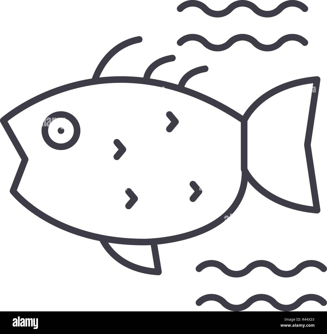 Sea fish line icon concept. Sea fish vector linear illustration, symbol ...