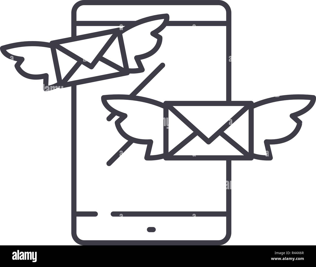 Sending messages line icon concept. Sending messages vector linear illustration, symbol, sign ...