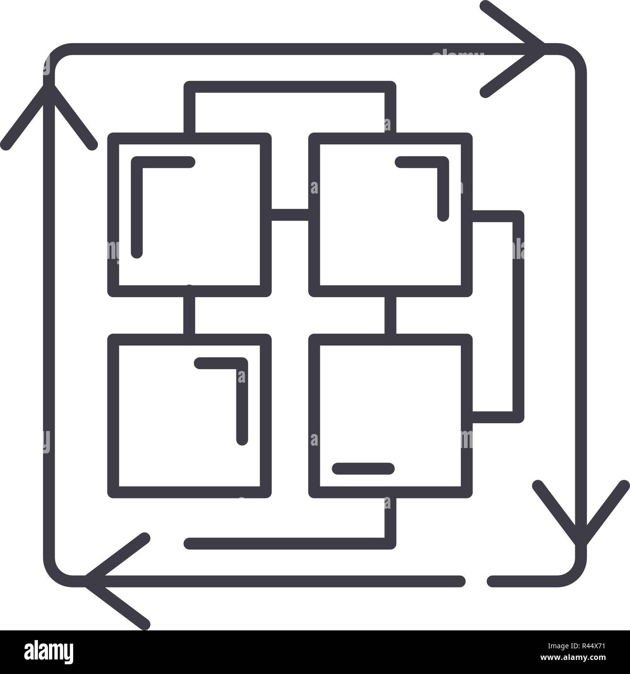Sequence of processes line icon concept. Sequence of processes vector ...