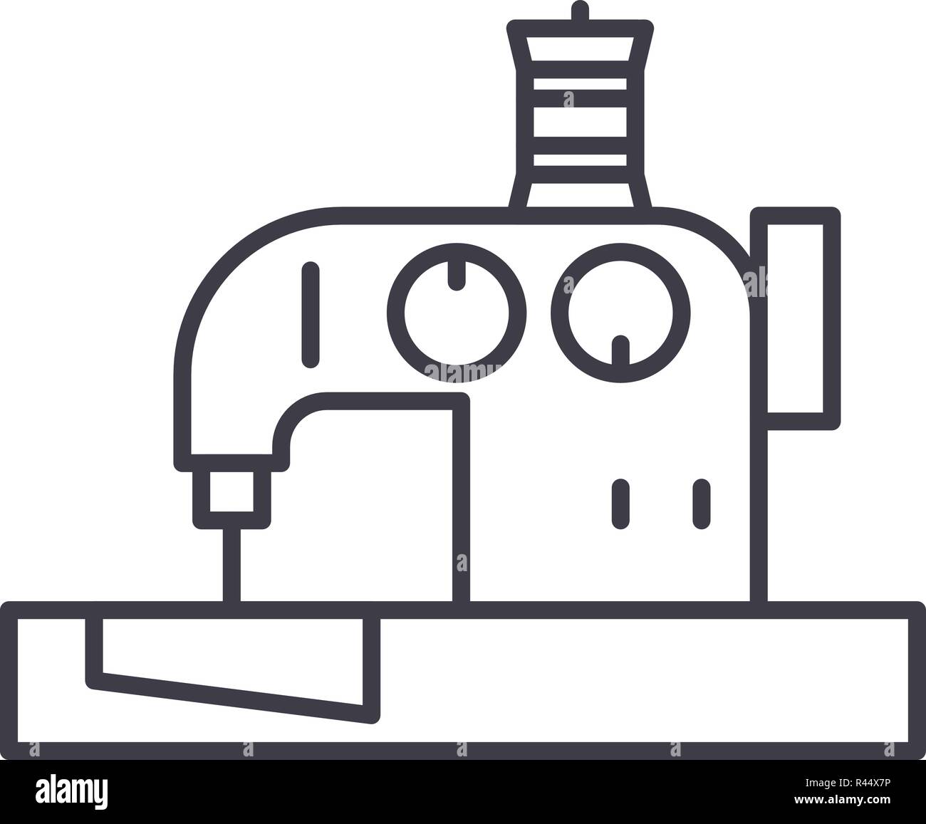 Sewing Machine Line Icon Concept Sewing Machine Vector Linear