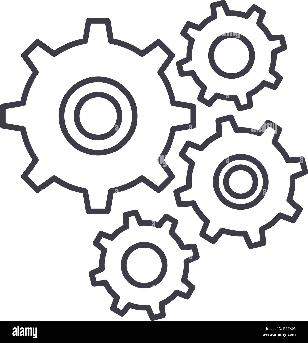Gear wheel line icon concept. Gear wheel vector linear illustration ...