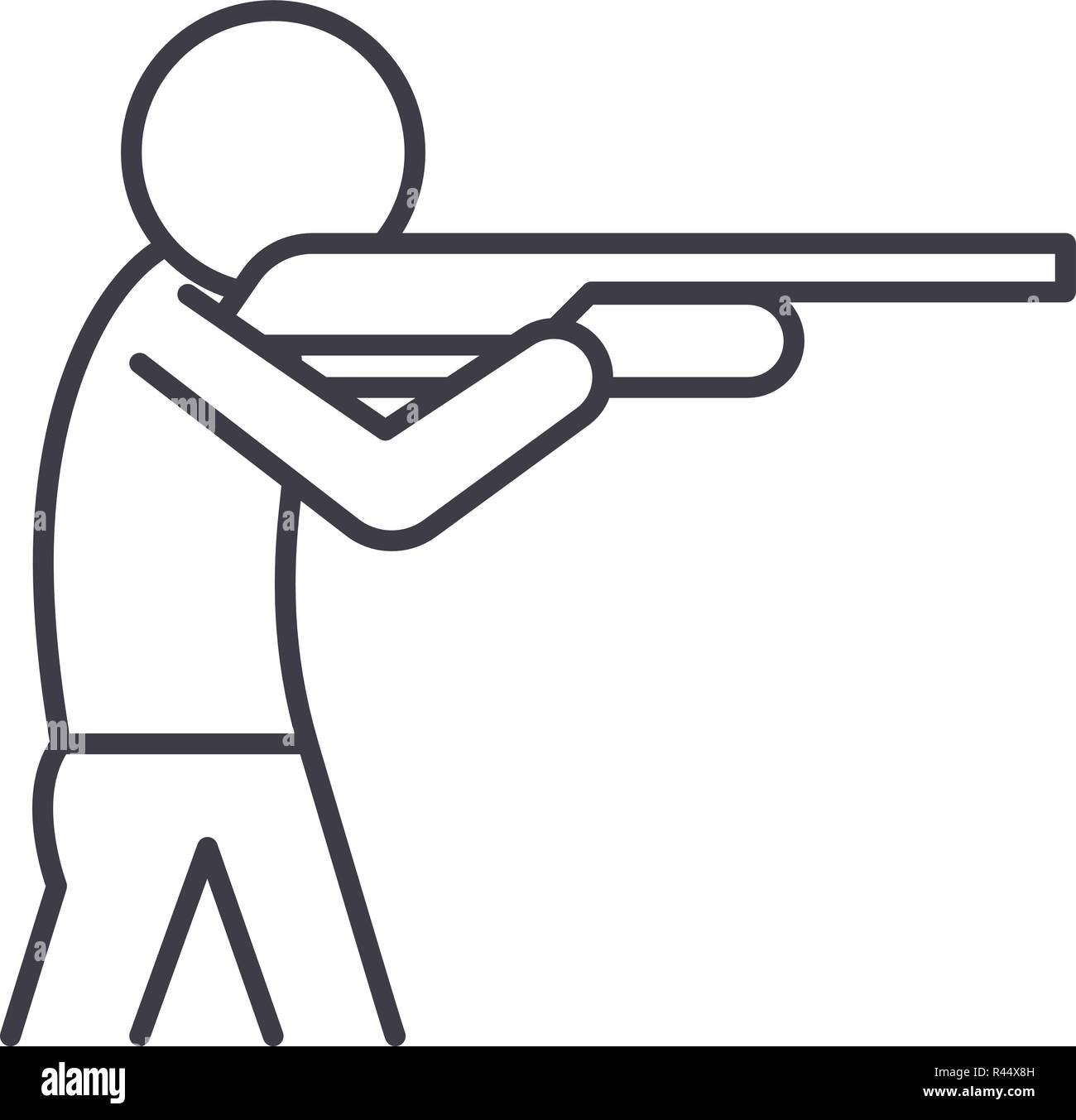 Shooting a gun line icon concept. Shooting a gun vector linear ...