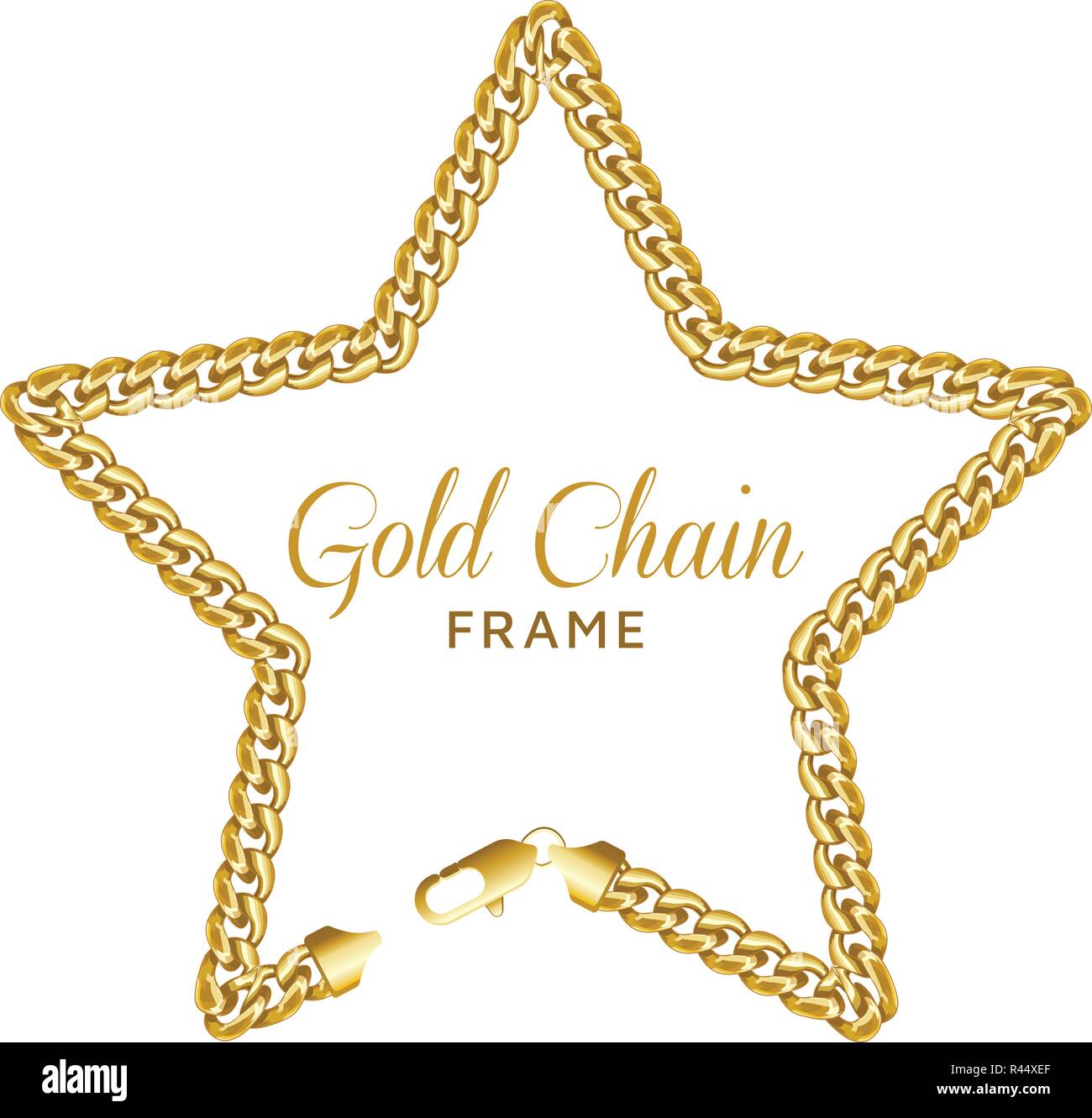 Gold chain star border frame. Wreath starry shape with a lobster Stock ...