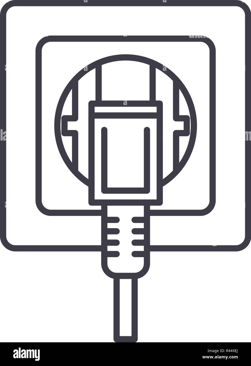 Socket line icon concept. Socket vector linear illustration, symbol ...