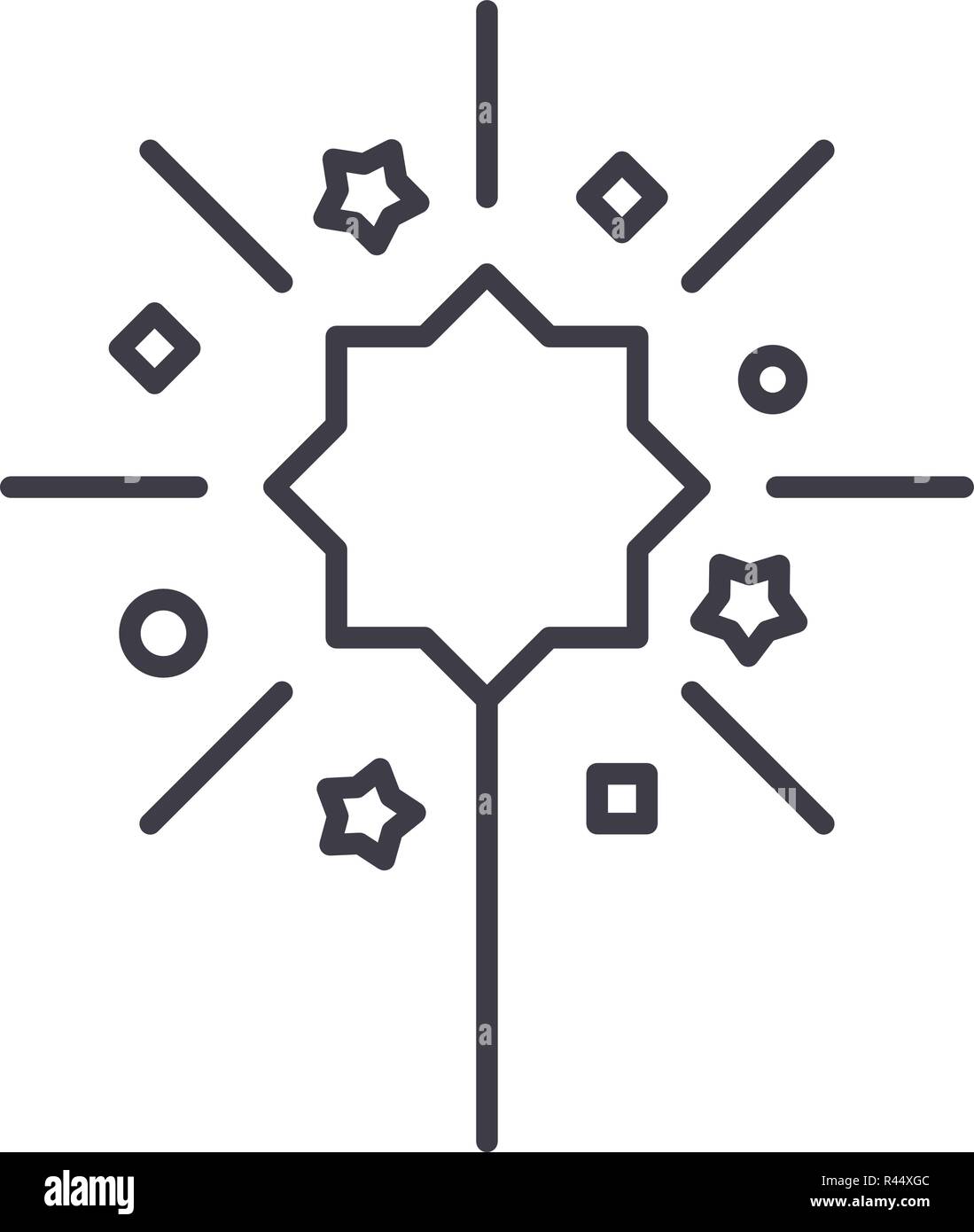 Sparklers line icon concept. Sparklers vector linear illustration ...