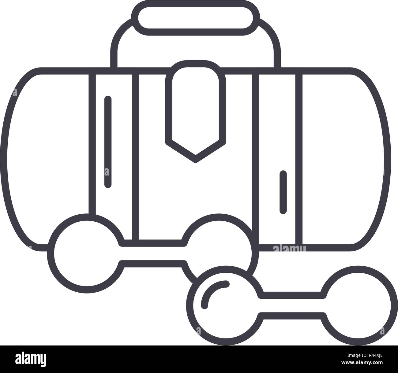 Sports bag line icon concept. Sports bag vector linear illustration ...
