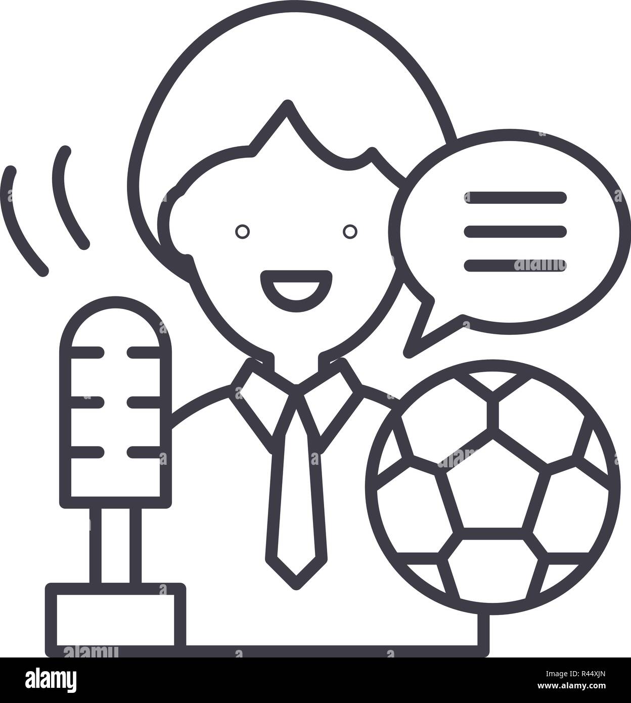 Sports commentator line icon concept. Sports commentator vector linear ...