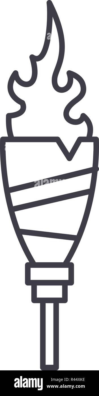 Sports torch line icon concept. Sports torch vector linear illustration ...