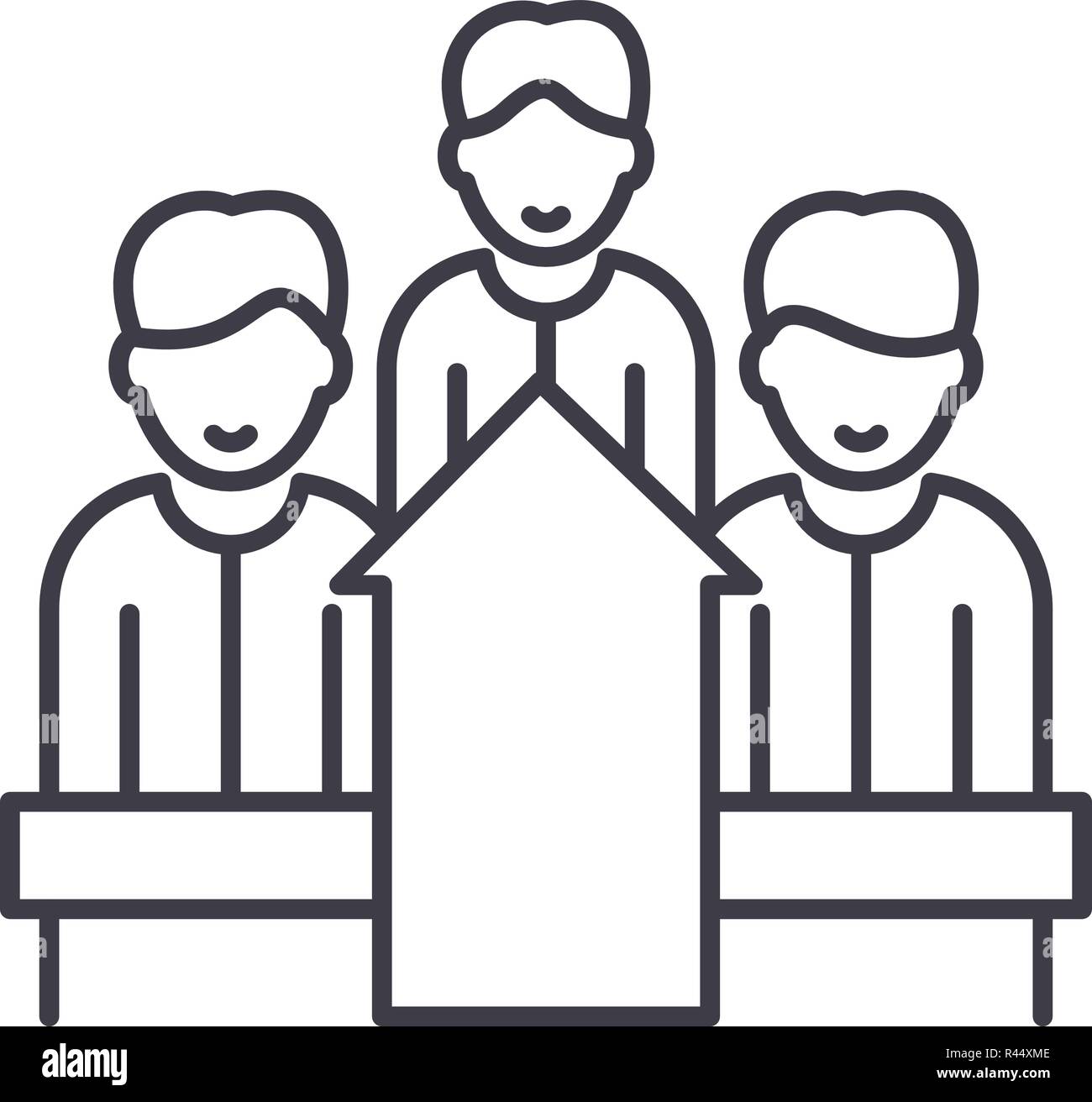 Staff motivation line icon concept. Staff motivation vector linear ...