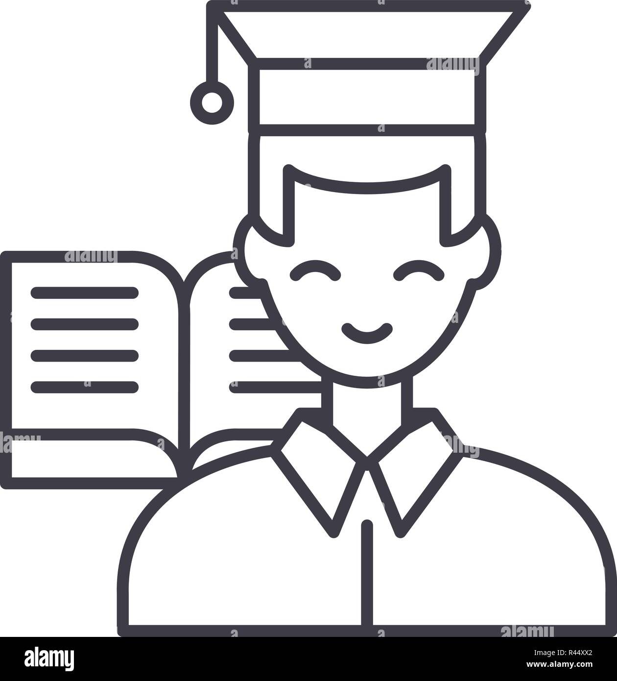 Student line icon concept. Student vector linear illustration, symbol ...