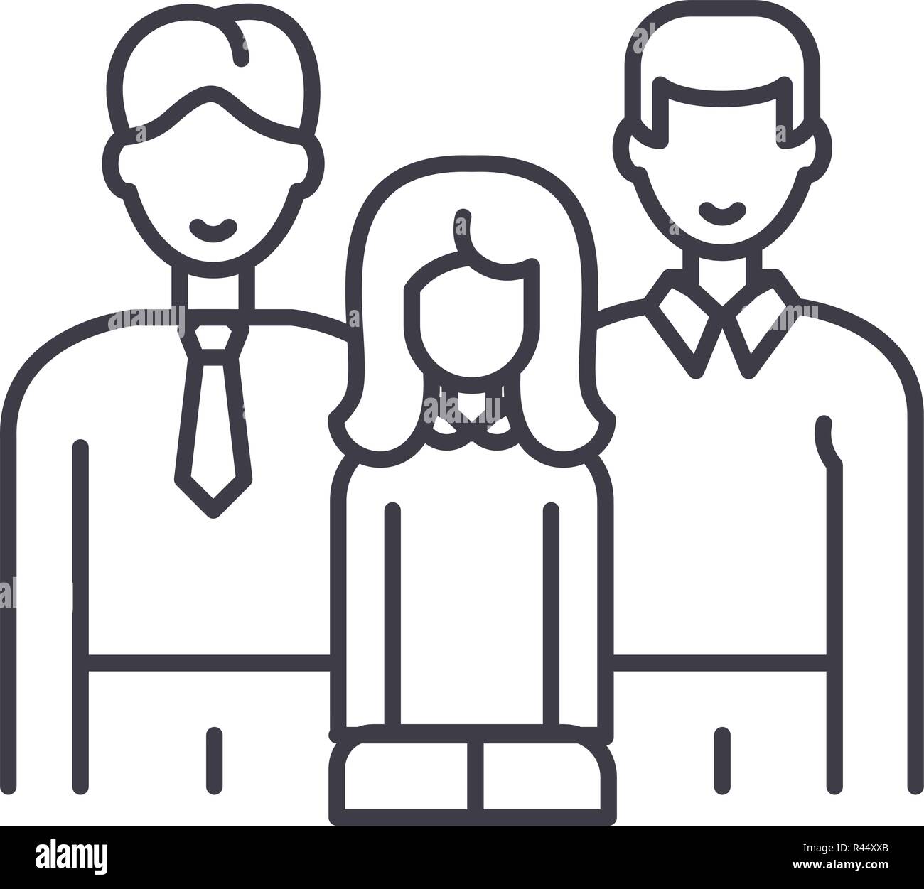 Students line icon concept. Students vector linear illustration, symbol ...