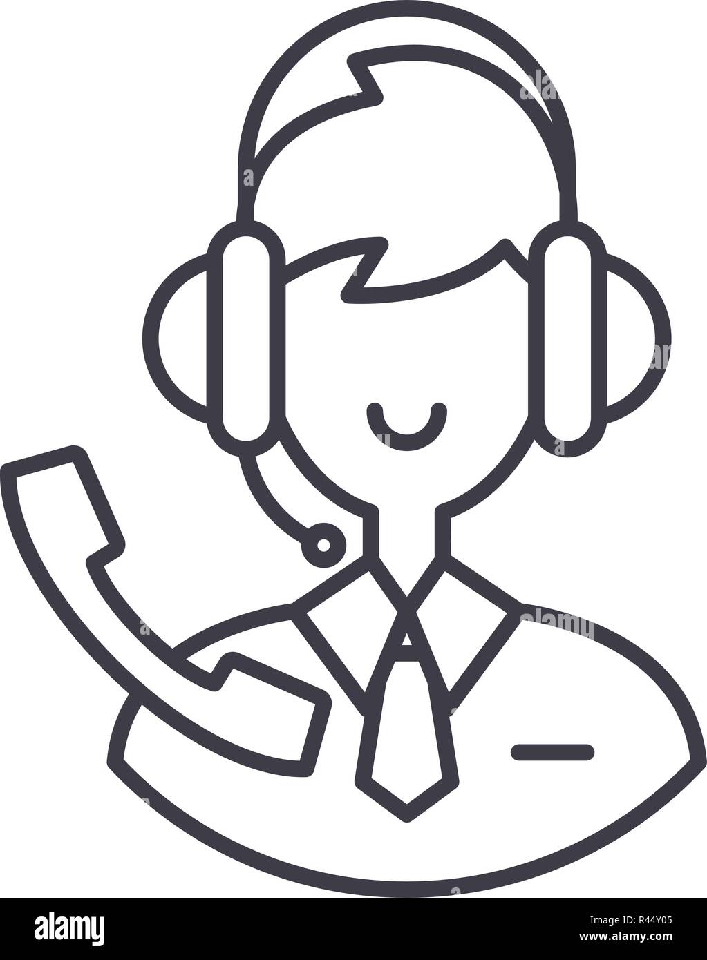 Support consultant line icon concept. Support consultant vector linear ...