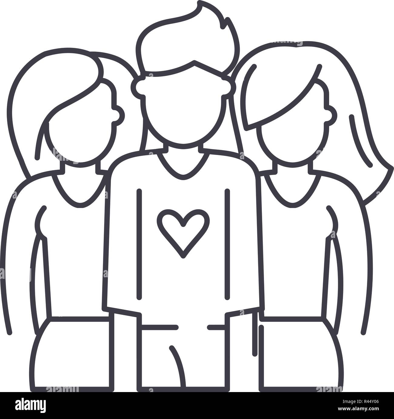 Support team line icon concept. Support team vector linear illustration ...