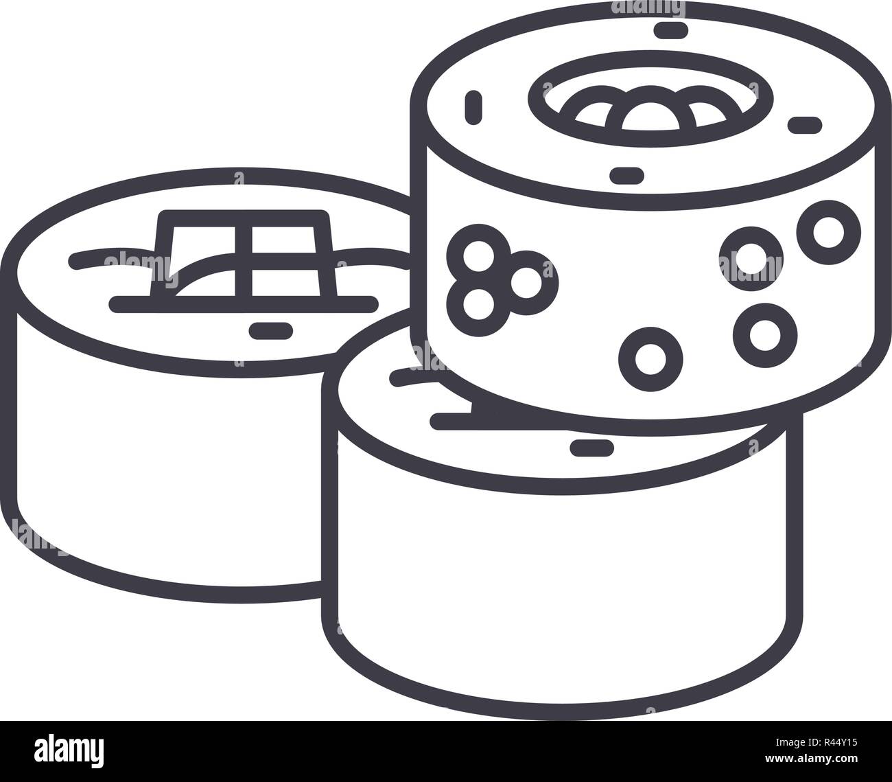 Sushi rolls line icon concept. Sushi rolls vector linear illustration ...