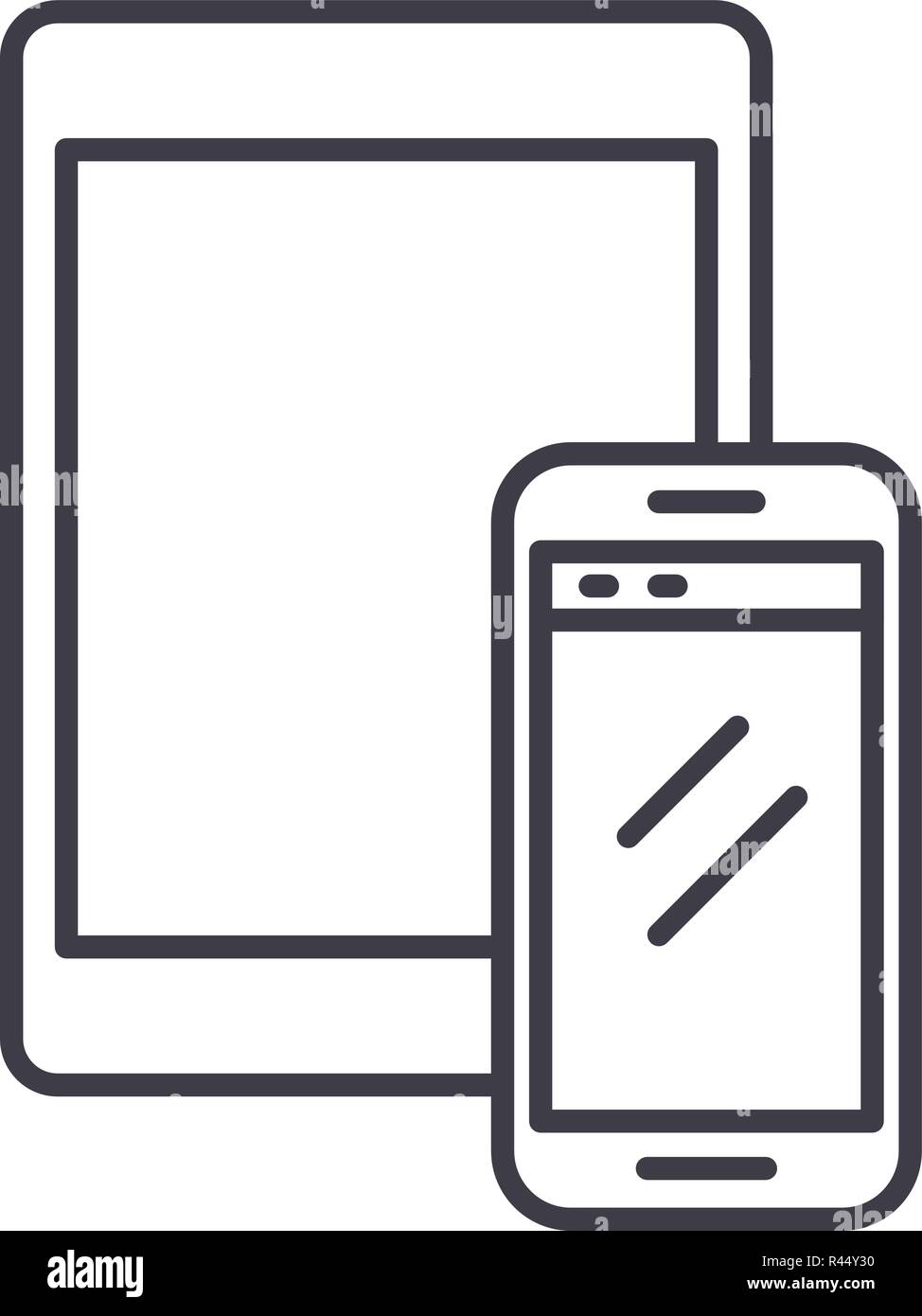 Tablet and smartphone line icon concept. Tablet and smartphone vector ...