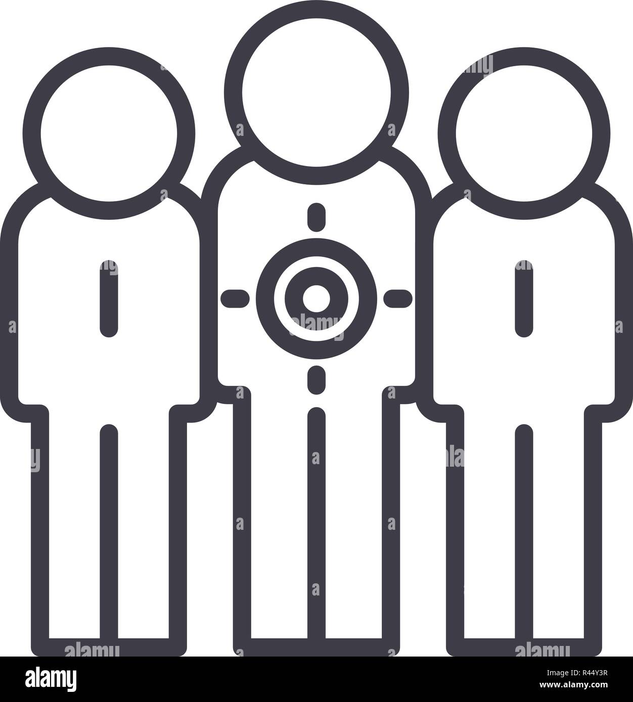 Target audience line icon concept. Target audience vector linear ...