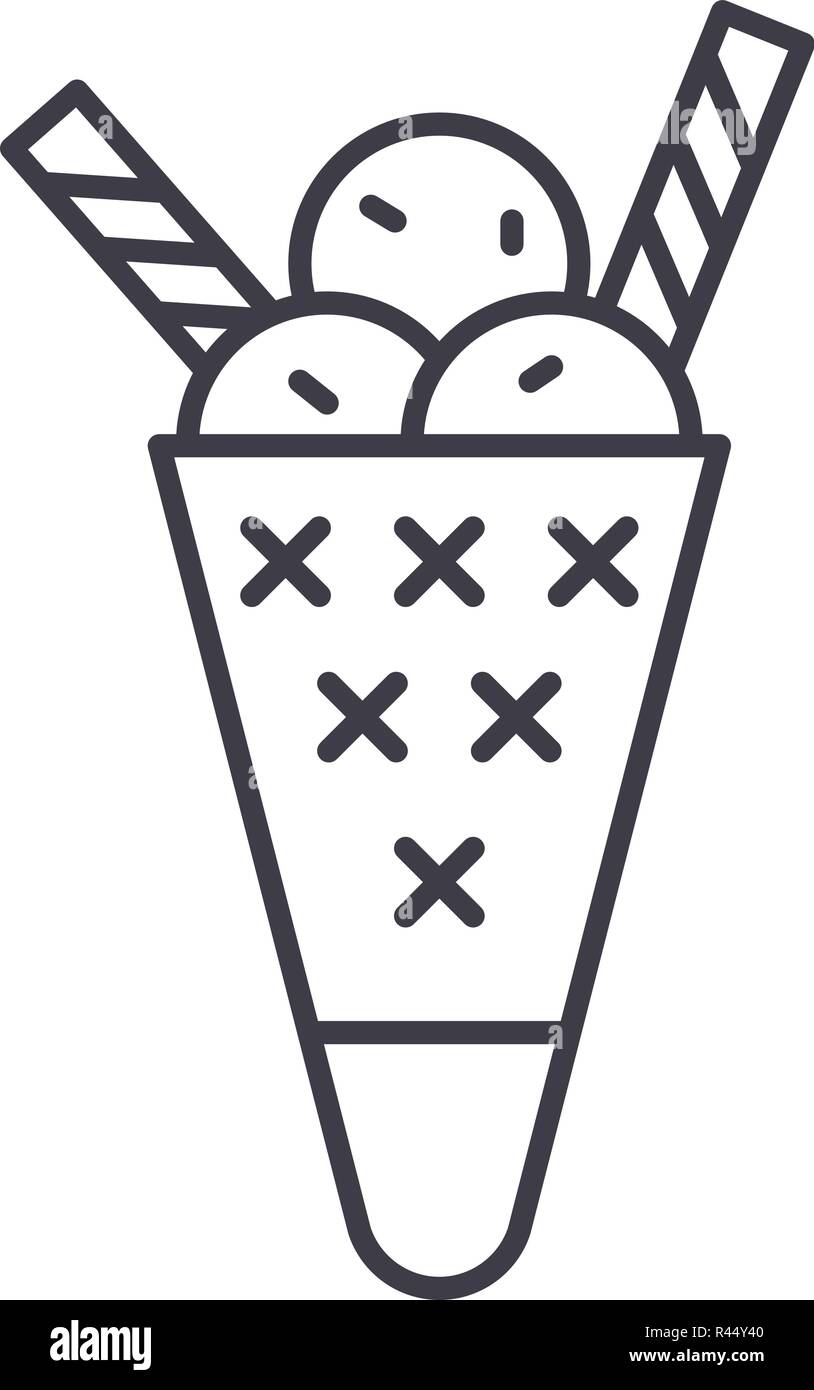 Tasty ice cream line icon concept. Tasty ice cream vector linear ...