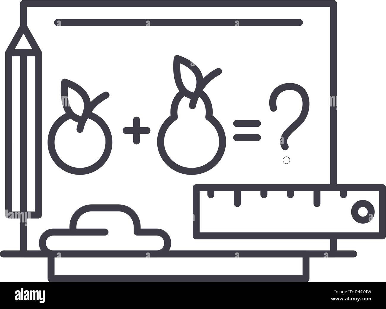 Teaching mathematics line icon concept. Teaching mathematics vector ...