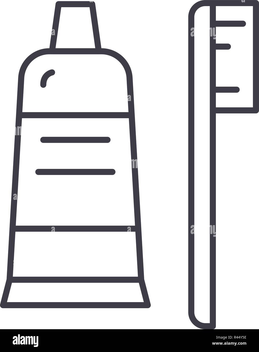 Teeth cleaning line icon concept. Teeth cleaning vector linear ...