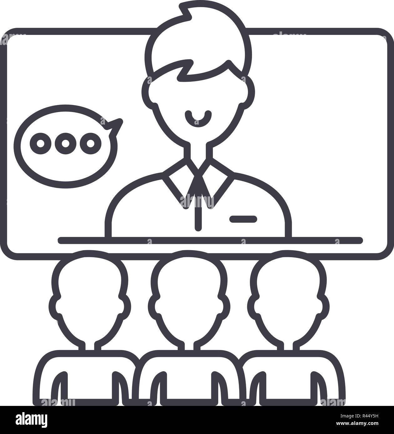 Teleconference line icon concept. Teleconference vector linear ...