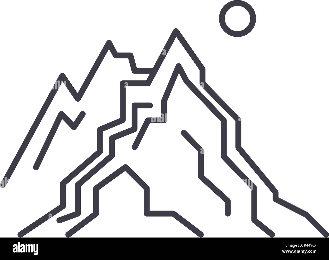 The mountains line icon concept. The mountains vector linear ...
