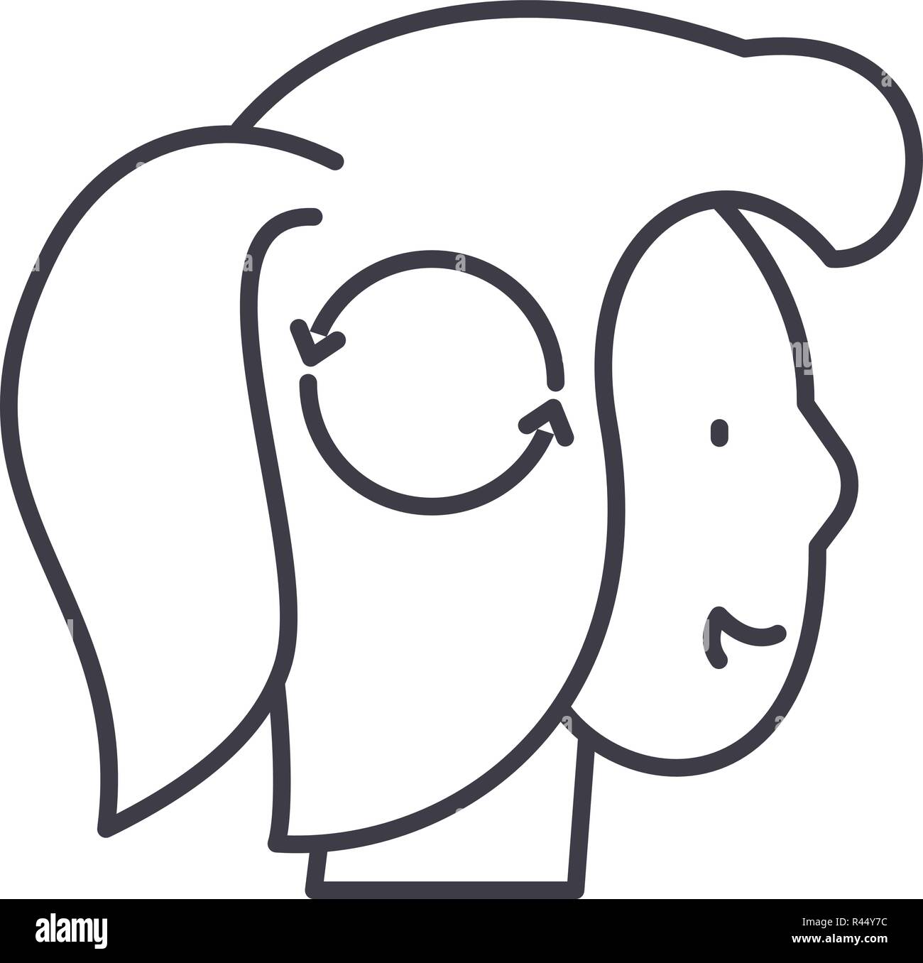 Thinking process line icon concept. Thinking process vector linear ...