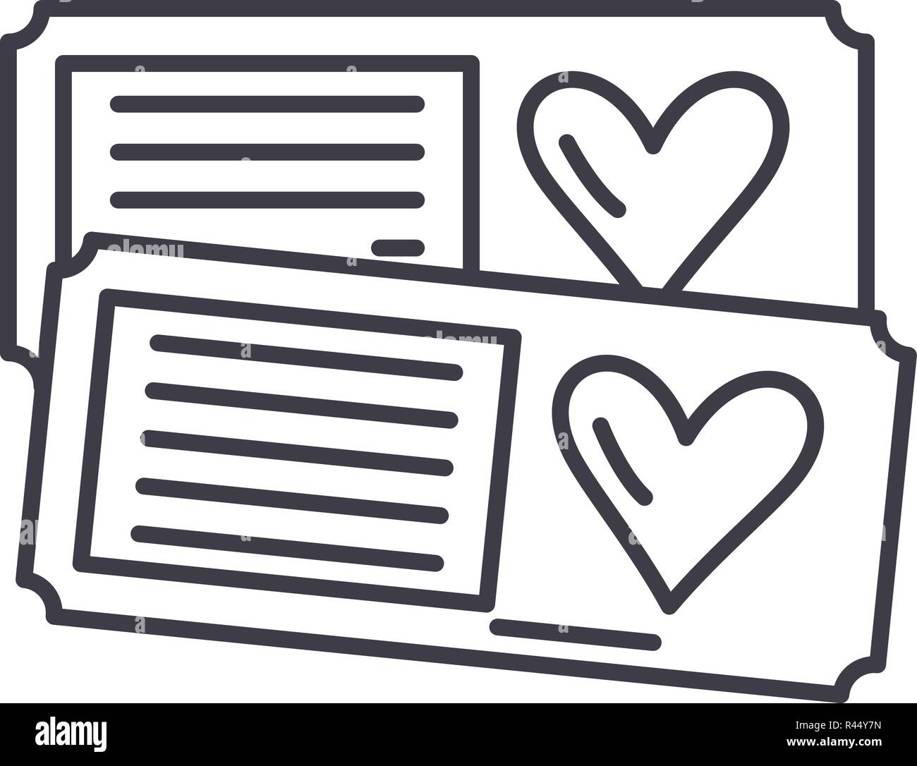 Tickets for two line icon concept. Tickets for two vector linear ...