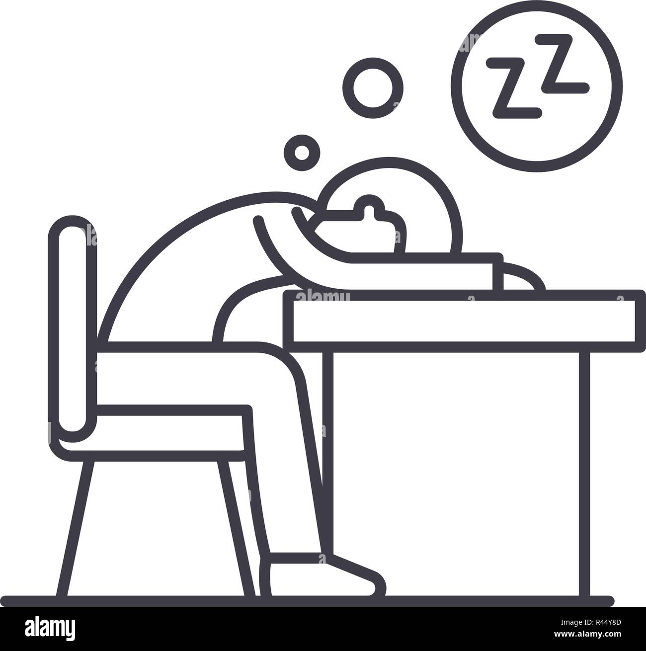 Tired at work line icon concept. Tired at work vector linear ...
