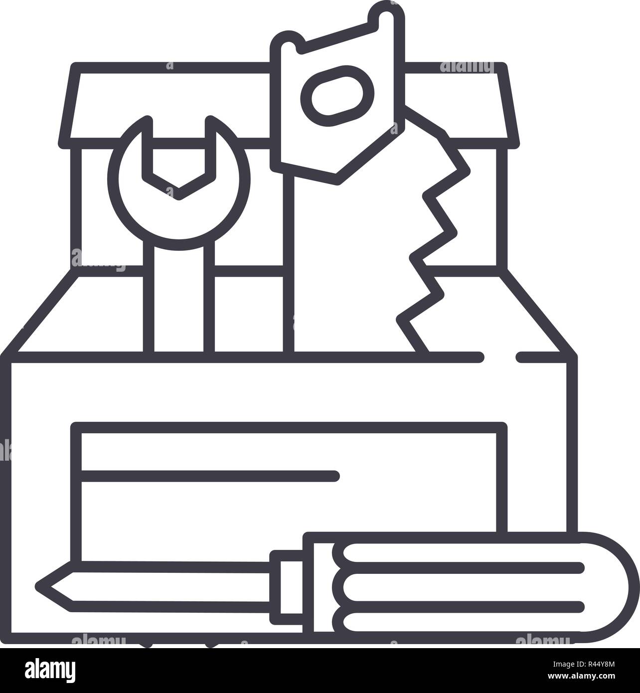 Tool builder line icon concept. Tool builder vector linear illustration ...