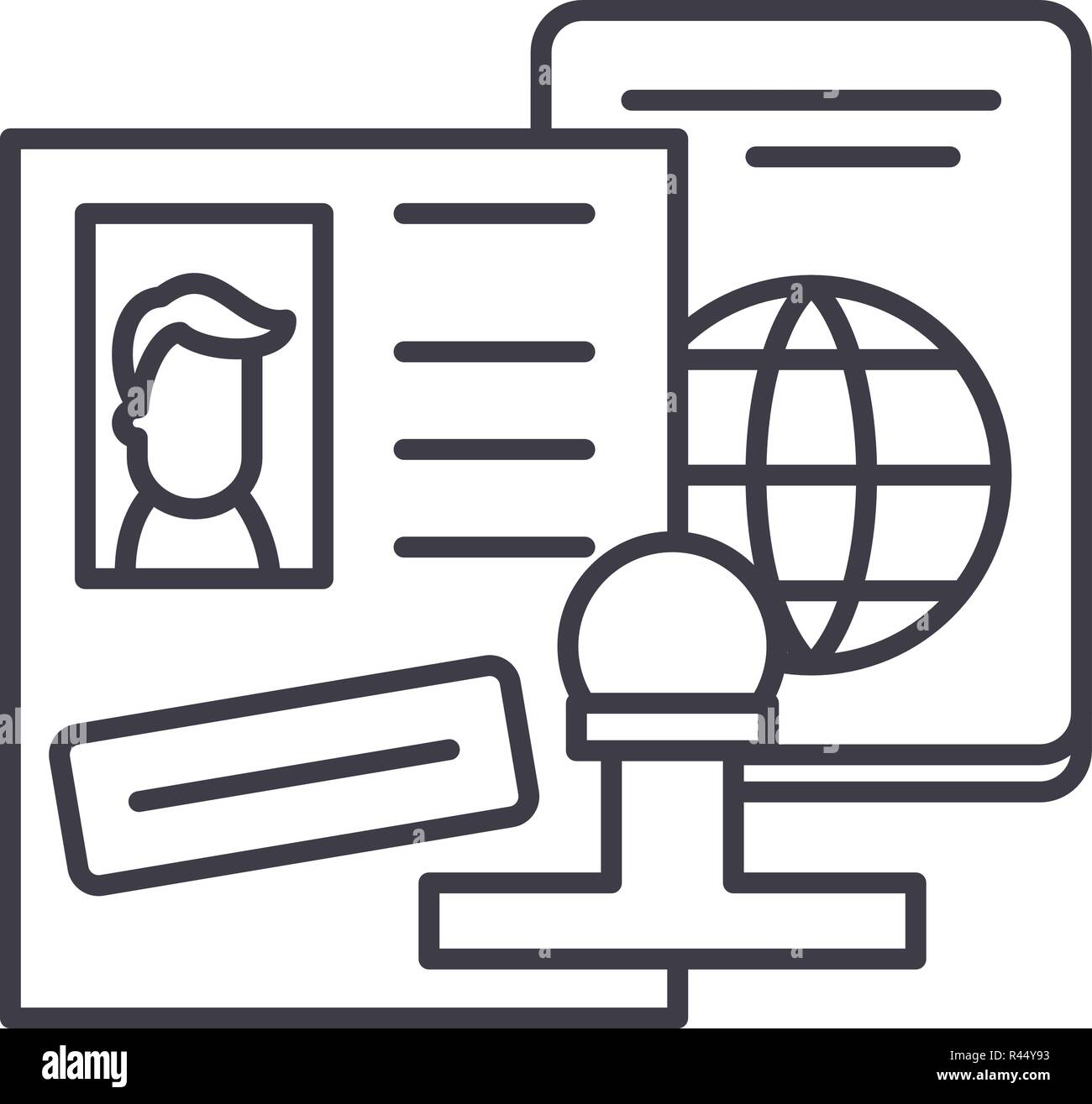 Tourist visa line icon concept. Tourist visa vector linear illustration ...