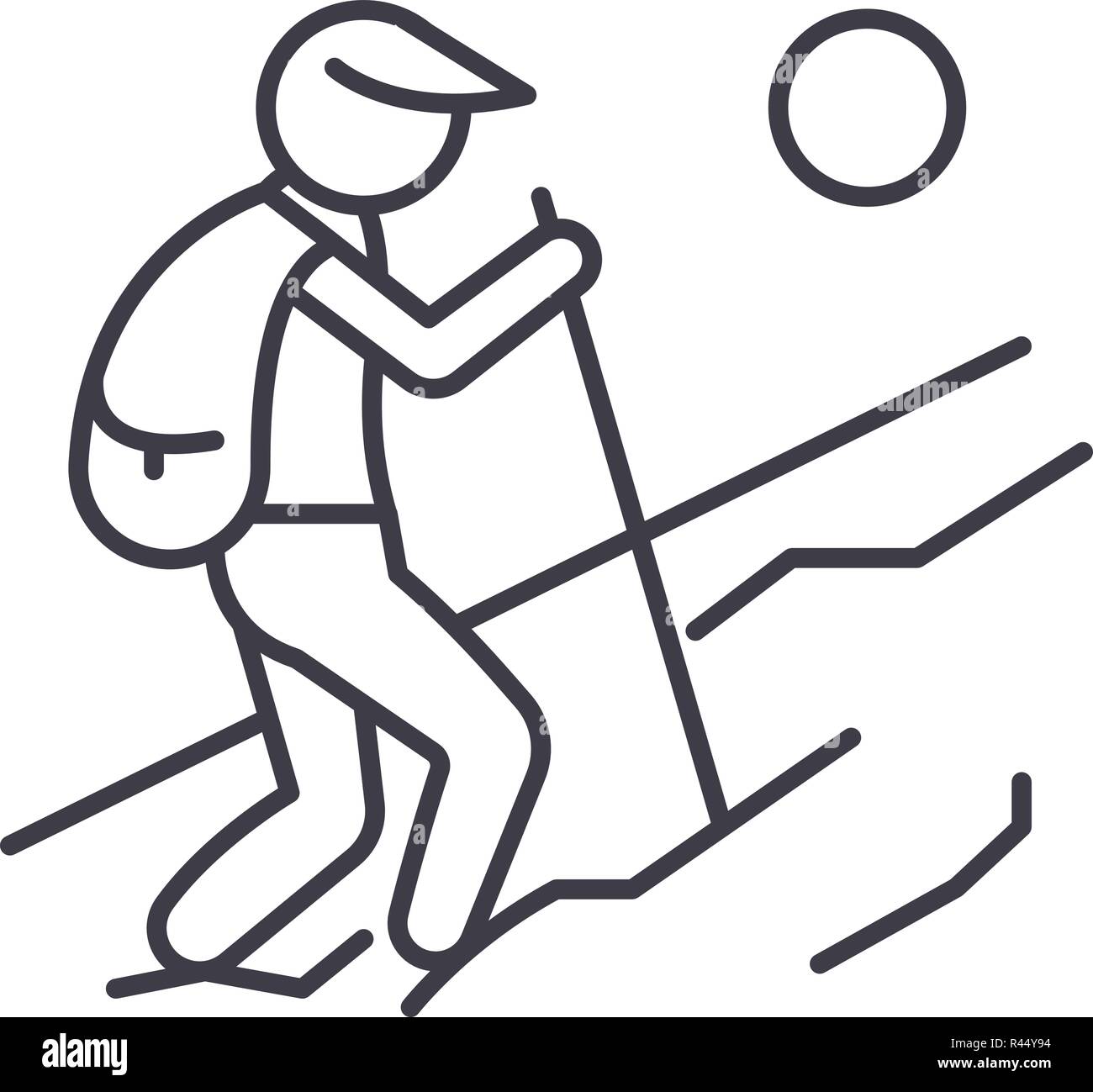 Tourist walk line icon concept. Tourist walk vector linear illustration ...