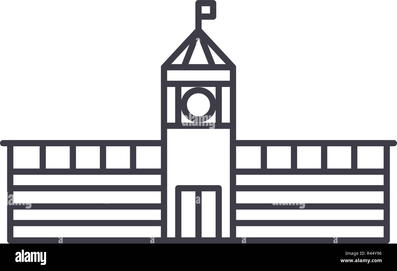 Town hall line icon concept. Town hall vector linear illustration ...