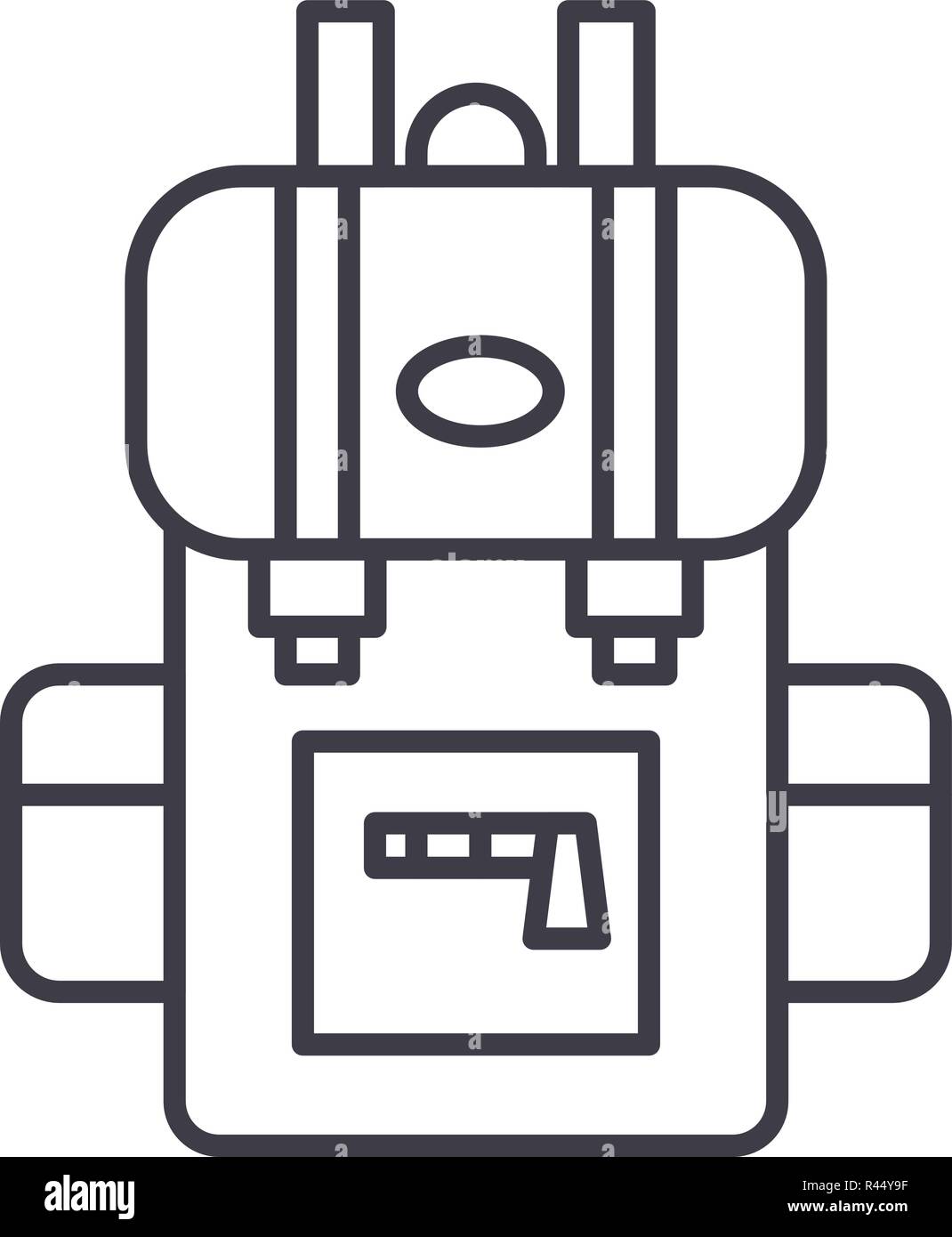 Travel backpack line icon concept. Travel backpack vector linear ...