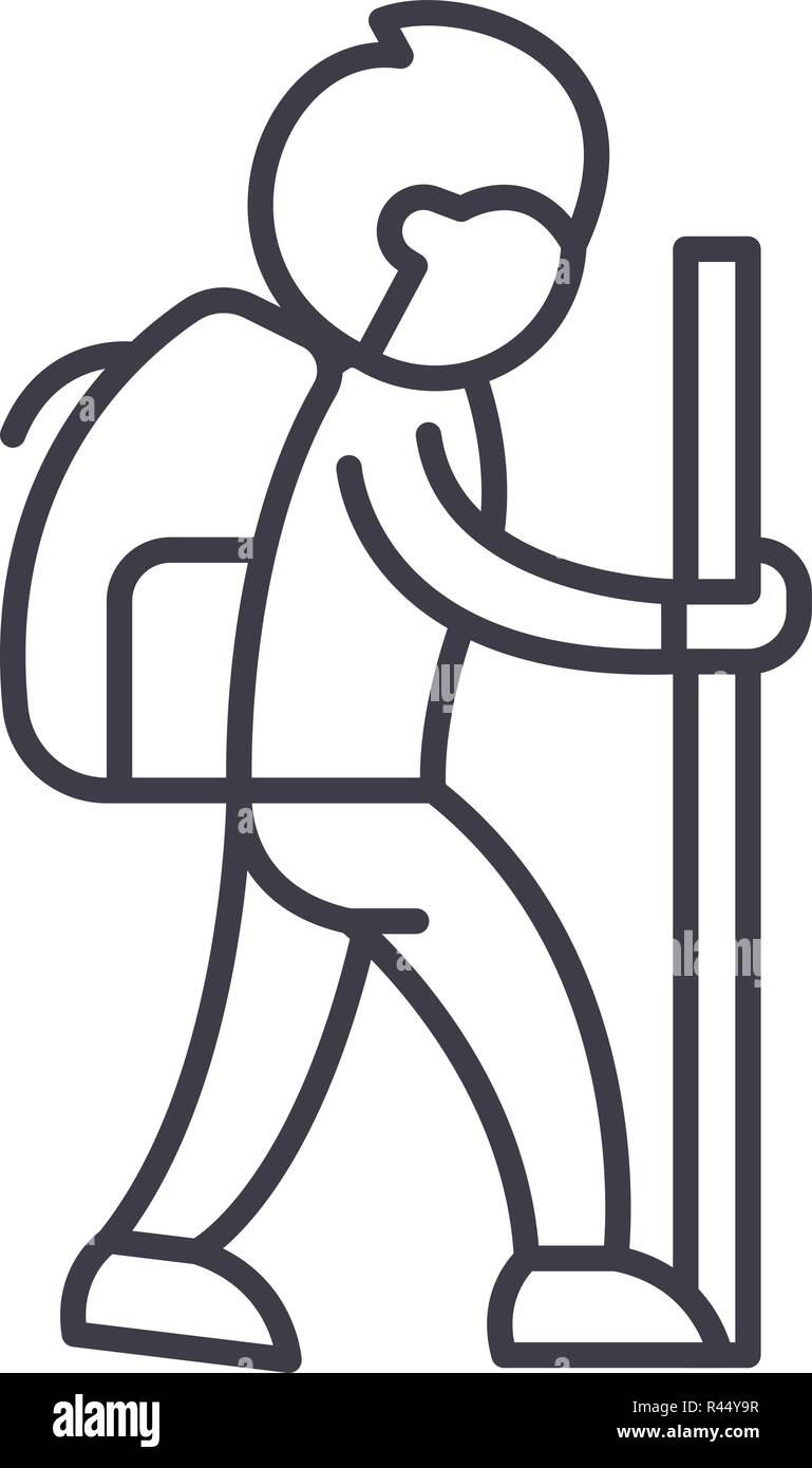 Traveler line icon concept. Traveler vector linear illustration, symbol ...