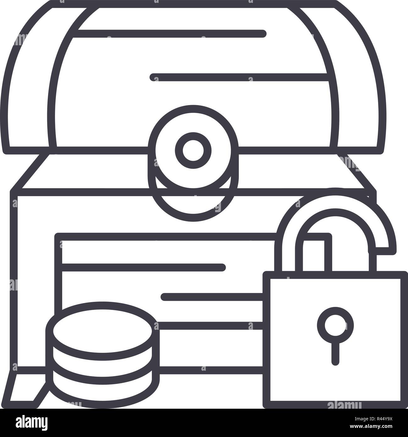 Treasure chest line icon concept. Treasure chest vector linear ...